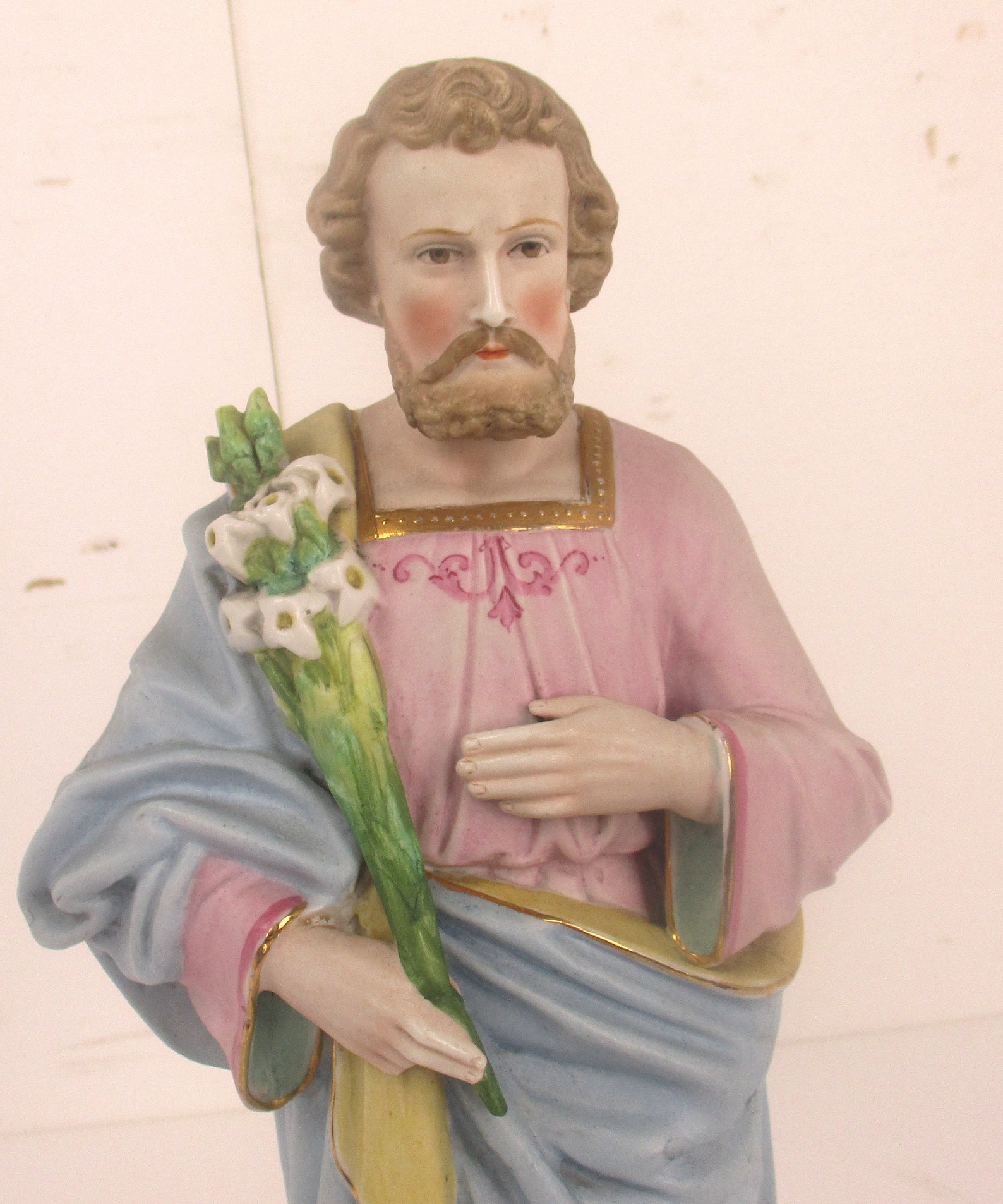 Antique Porcelain Bisque Statue Saint Joseph Angel Lilies - Etsy