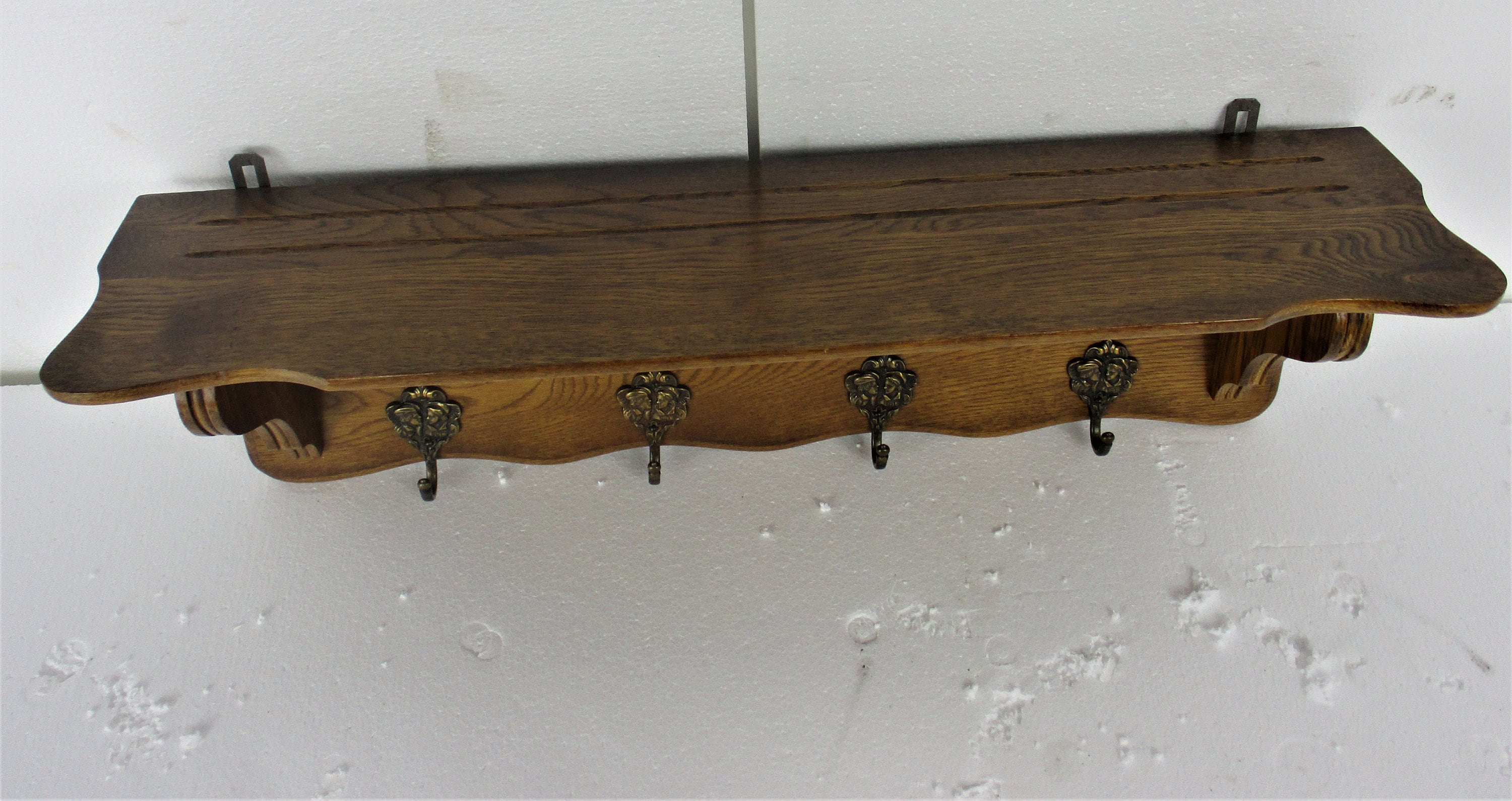 Small Vintage Hand Carved Wood Coat Hat Rack French Oak Mid Century ...