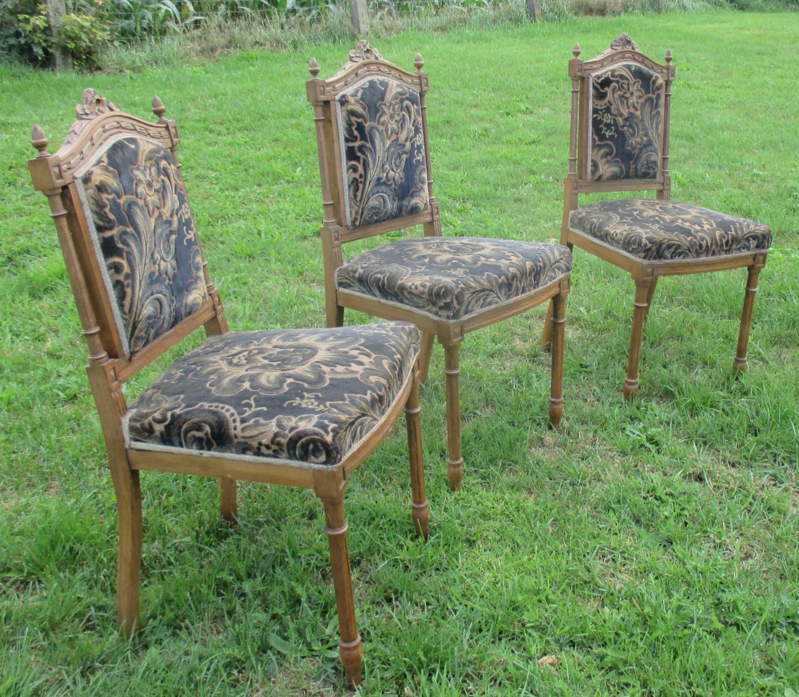 Antique Chair Louis XVI style Carved Wood Brown Authentic | Etsy