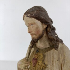Statue Jesus Christ Savior Sacred Heart Holy Heart Plaster Antique Art ...