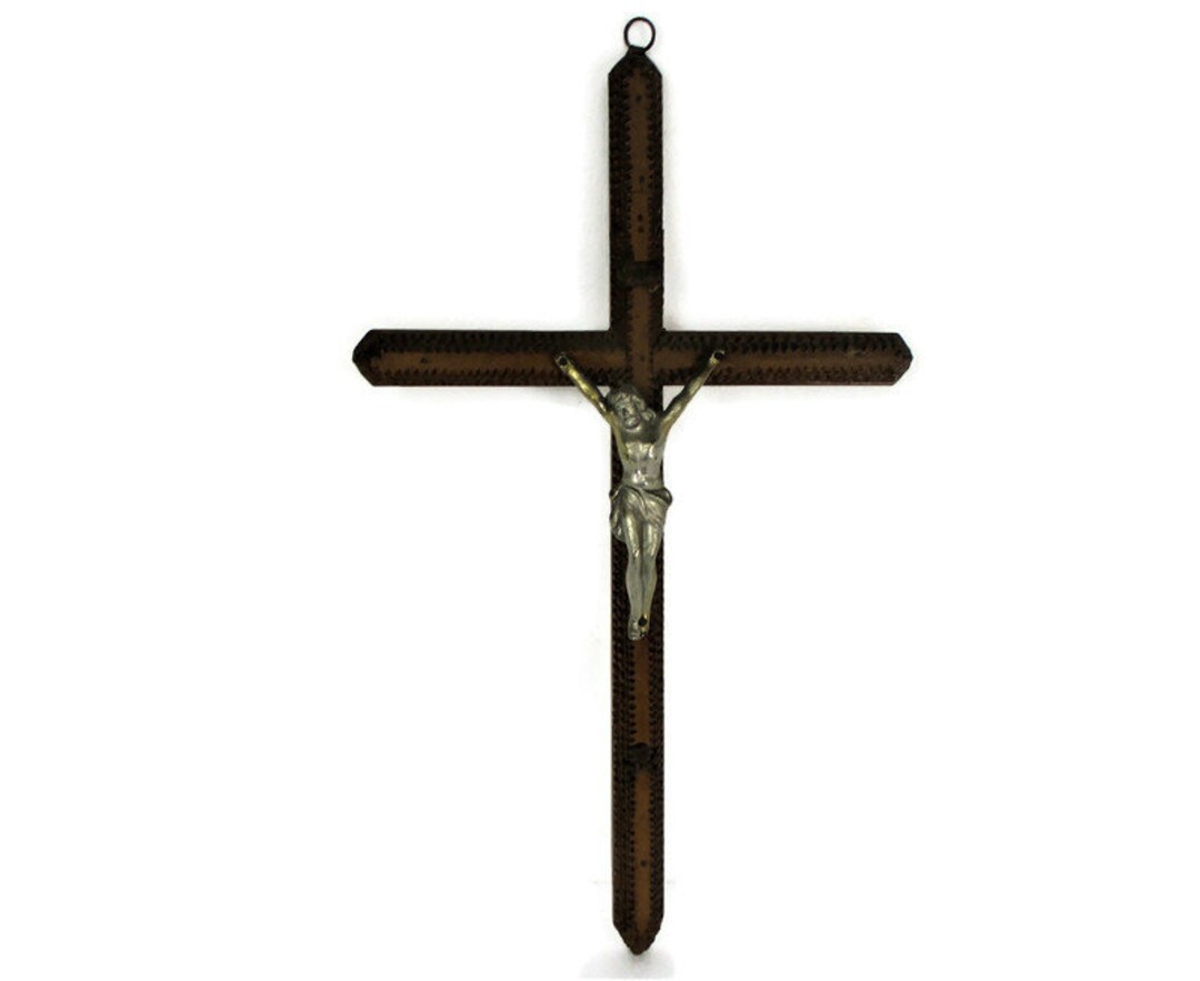 Tramp Trench Tramp Folk Art Hanging Hand Carved Painted Wooden Crucifix ...