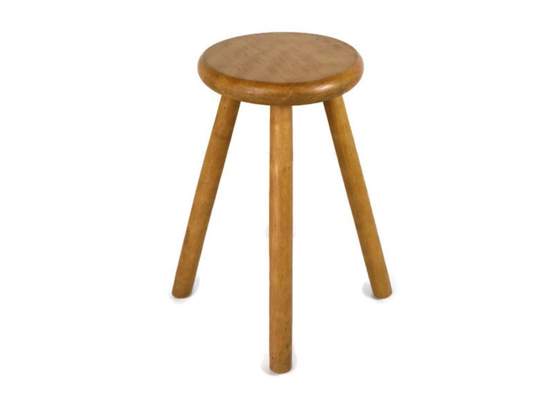 Hand Carved Wood Milking Stool Pedestal Table Pedestal Vintage Vintage ...