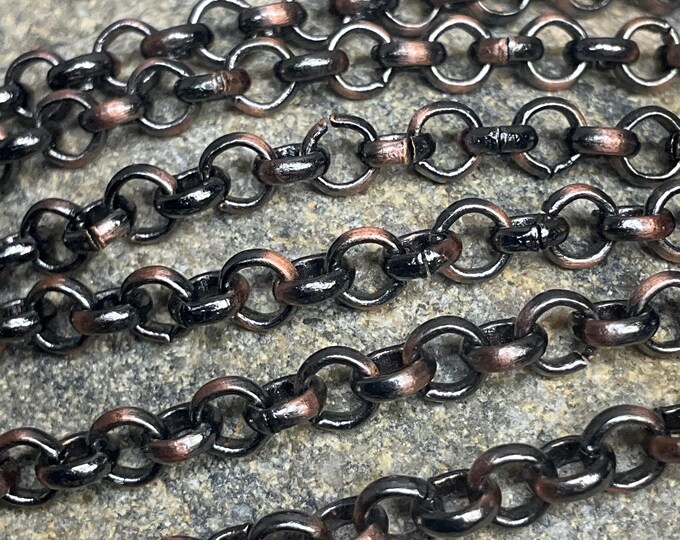 4mm Antique Copper & Gunmetal Rolo Chain, Steampunk Jewelry Making, 1 ...