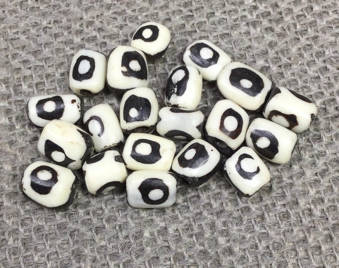 20 Kenya Batik Bone Beads, Oval Barrel Beads, AFRICAN Trade Beads, Sale Destash Beads, 10x10mm ...
