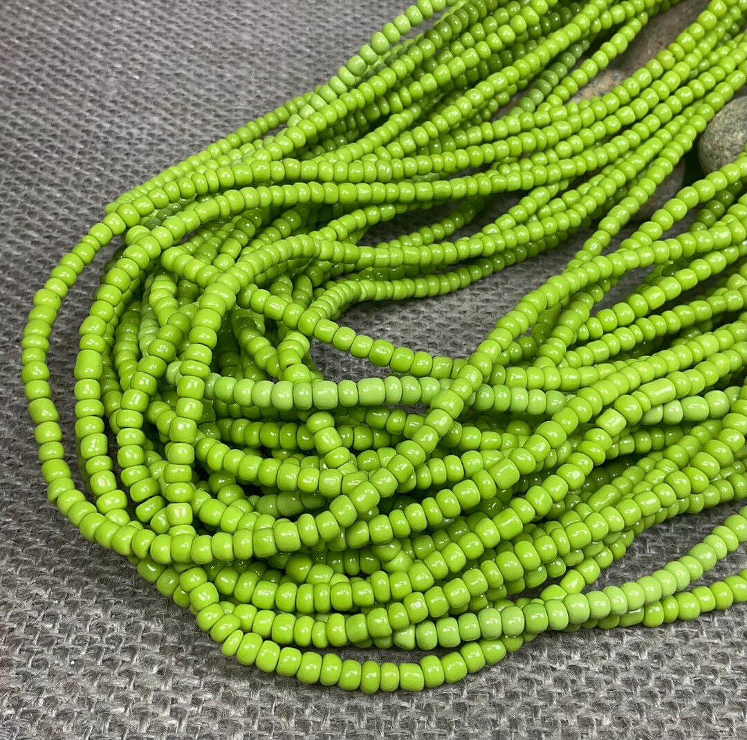 Lime Green Venetian Seed Beads: Vintage African Trade Strand (20 ...