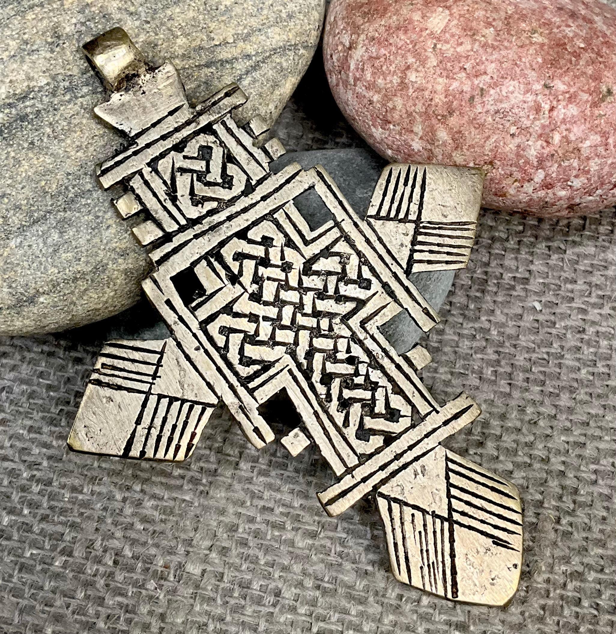 Large Ethiopian Coptic Cross Pendant, Handmade Recycled Silver African ...