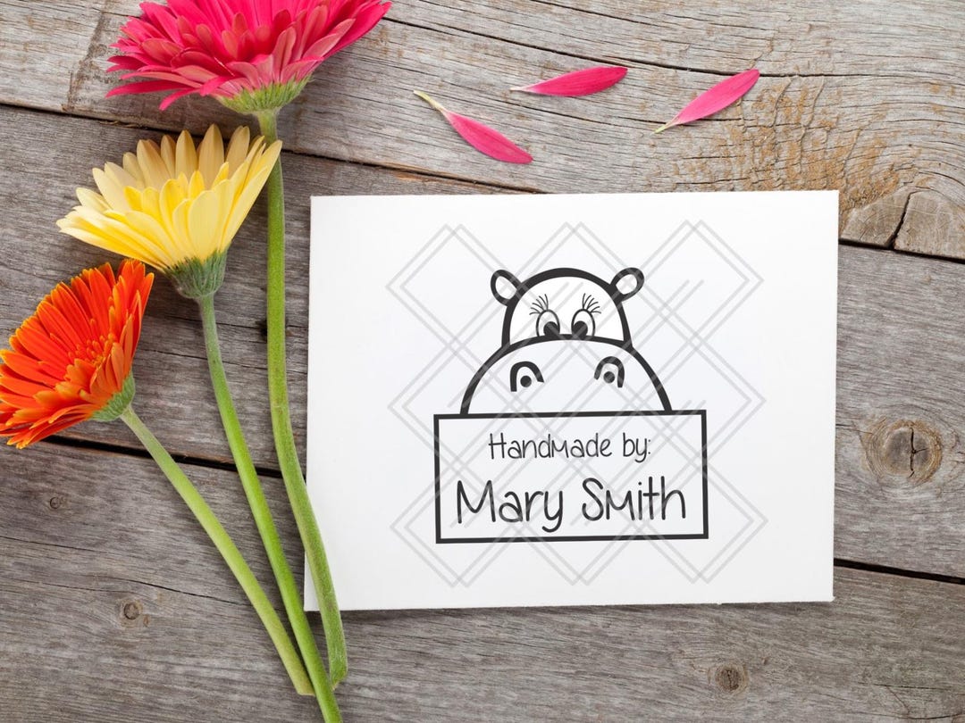 Adorable Hippo Handmade By: Personalized Rubber Stamp, Card Makers ...
