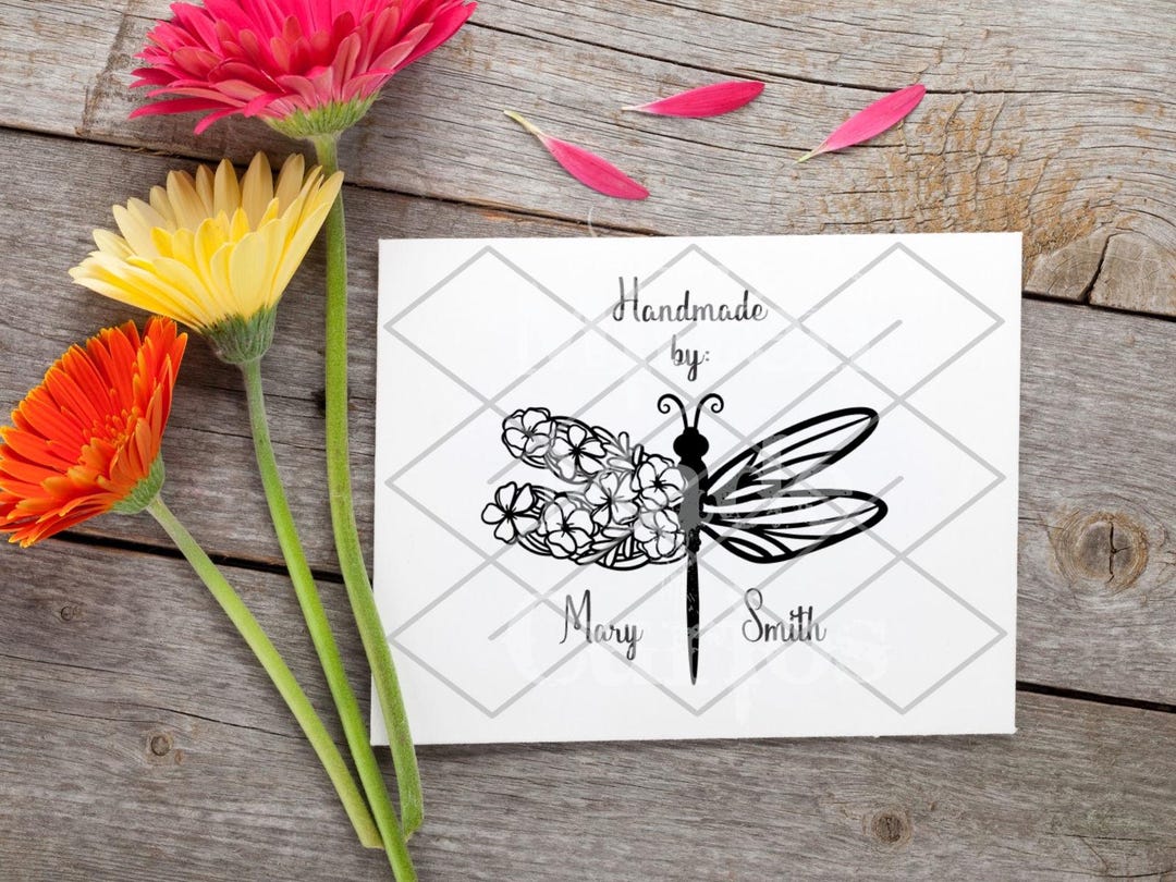 Floral Dragonfly Personalized Rubber Stamp: Custom Card Making - Etsy