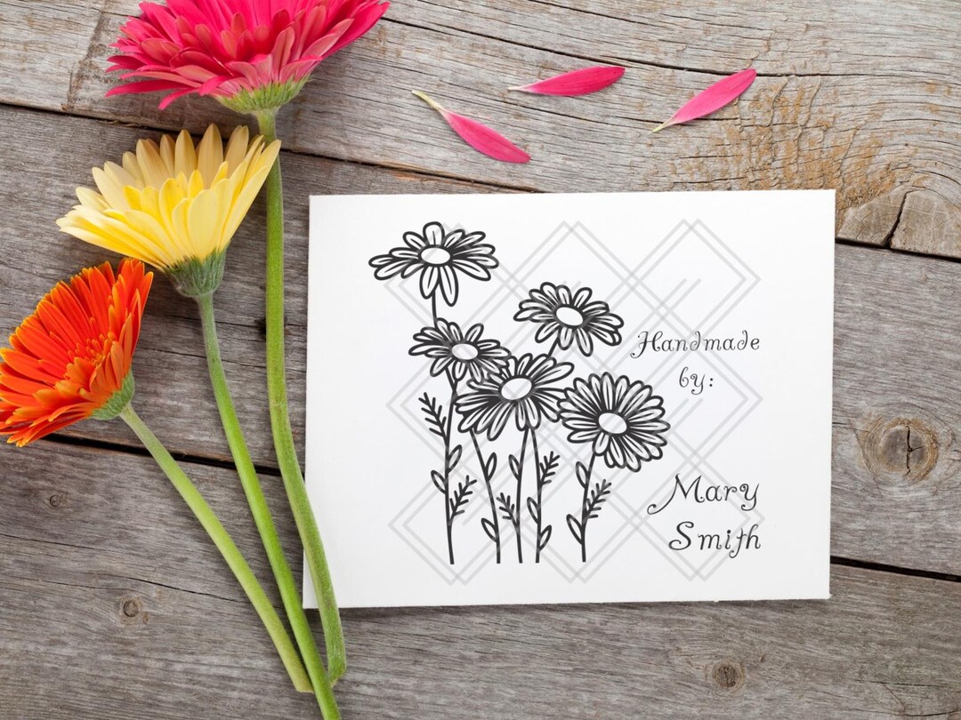 Personalized Daisy Wreath Rubber Stamp: Handmade Card Making Supply - Etsy