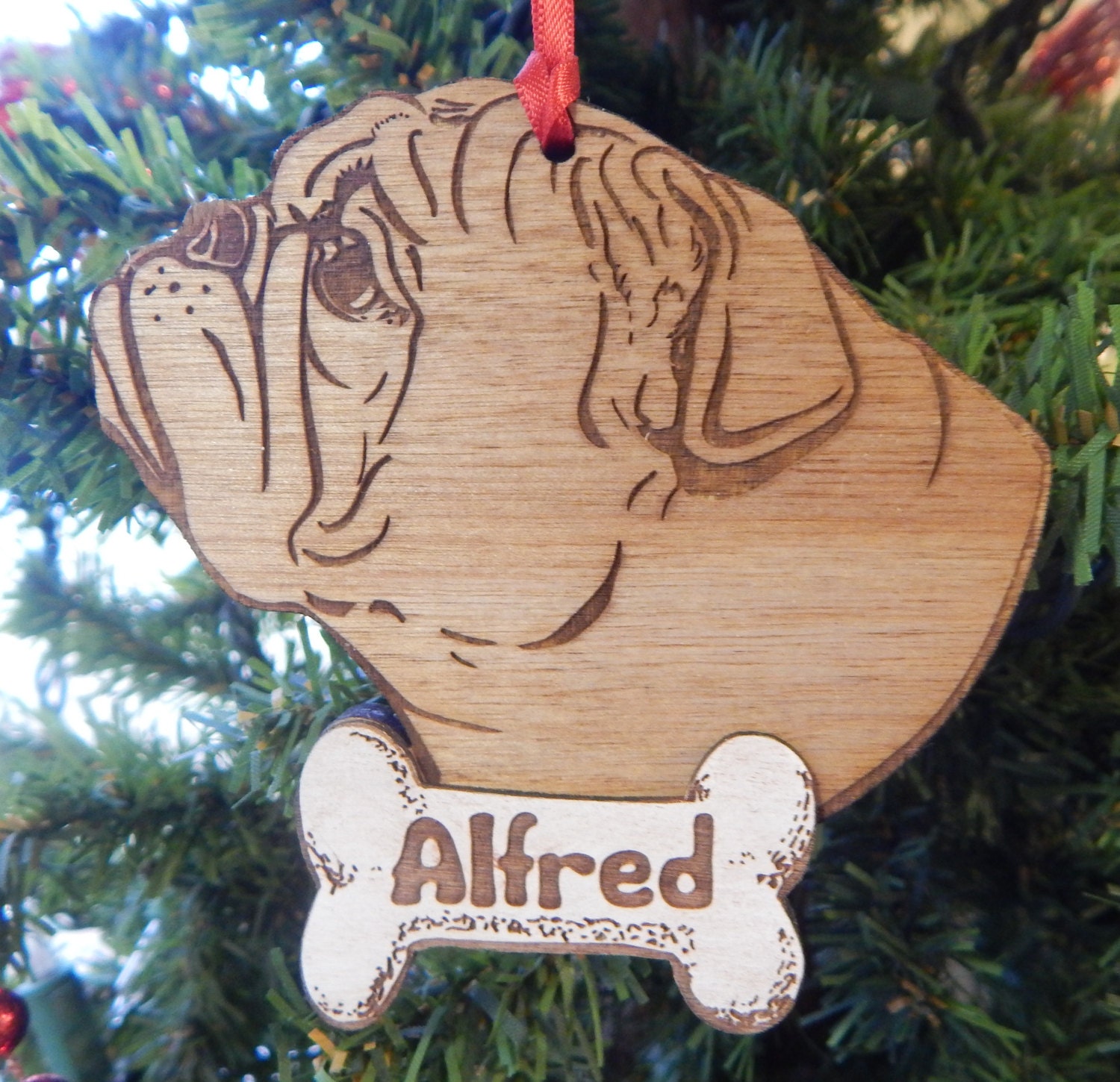 English Bulldog Christmas Tree Ornament Personalize With - Etsy