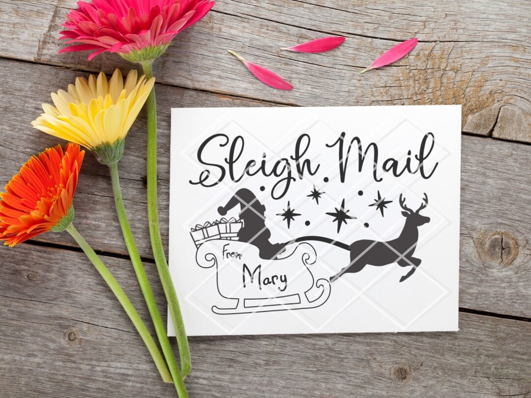 Santas Sleigh Mail Christmas Personalized Rubber Stamp, Card Makers ...