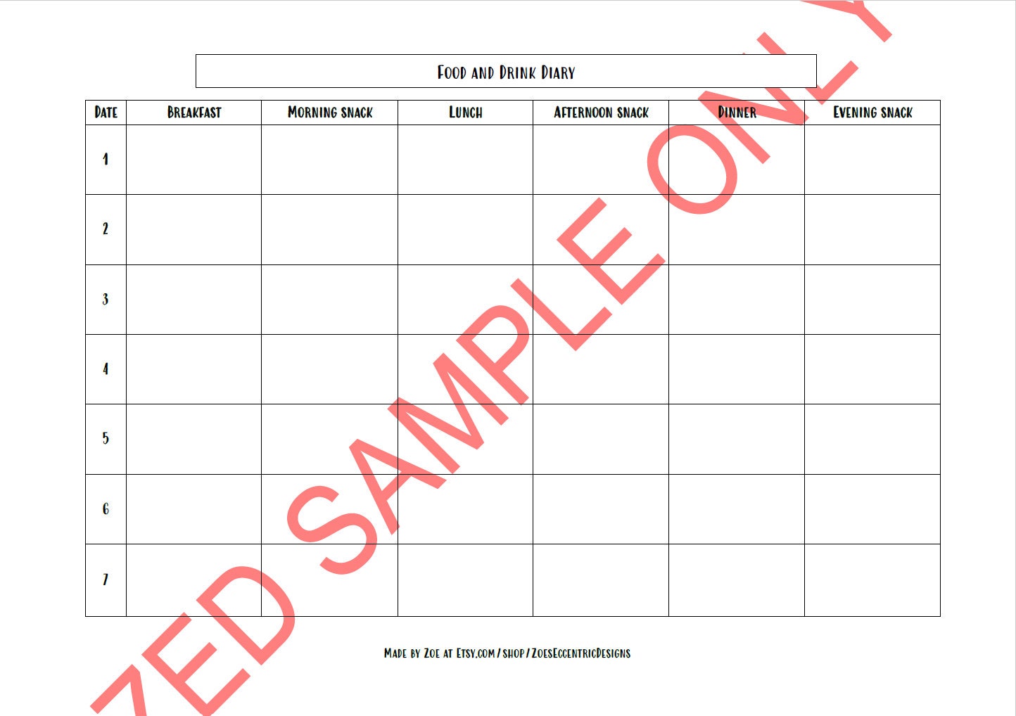 Food and Drink Diary Printable PDF Planner Bullet - Etsy