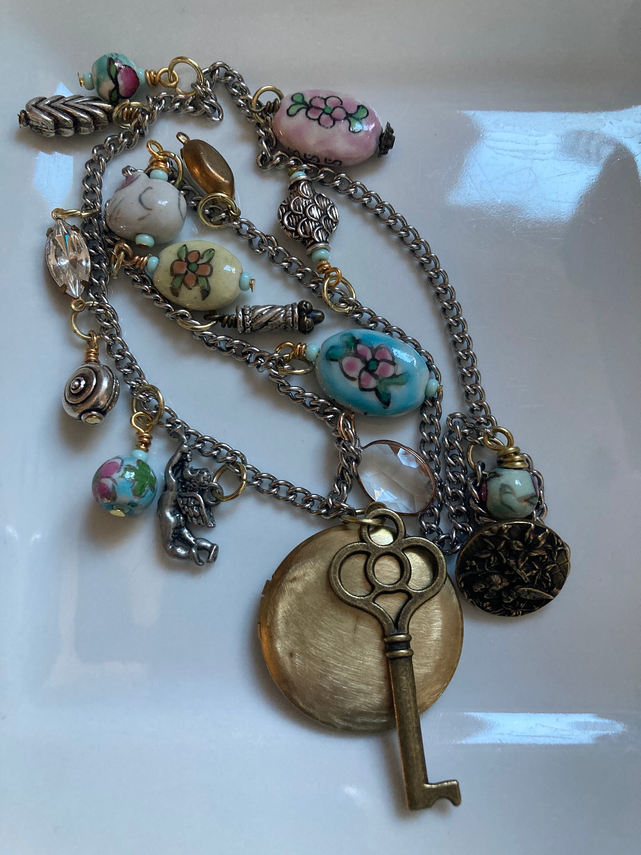 Trinket Necklace Mixed Metals - Etsy