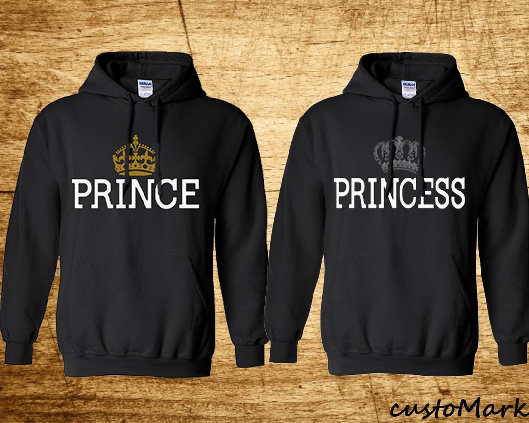 Prince & Princess Hoodies Cute Sweat Sweashirts Lovely Couples Matching ...