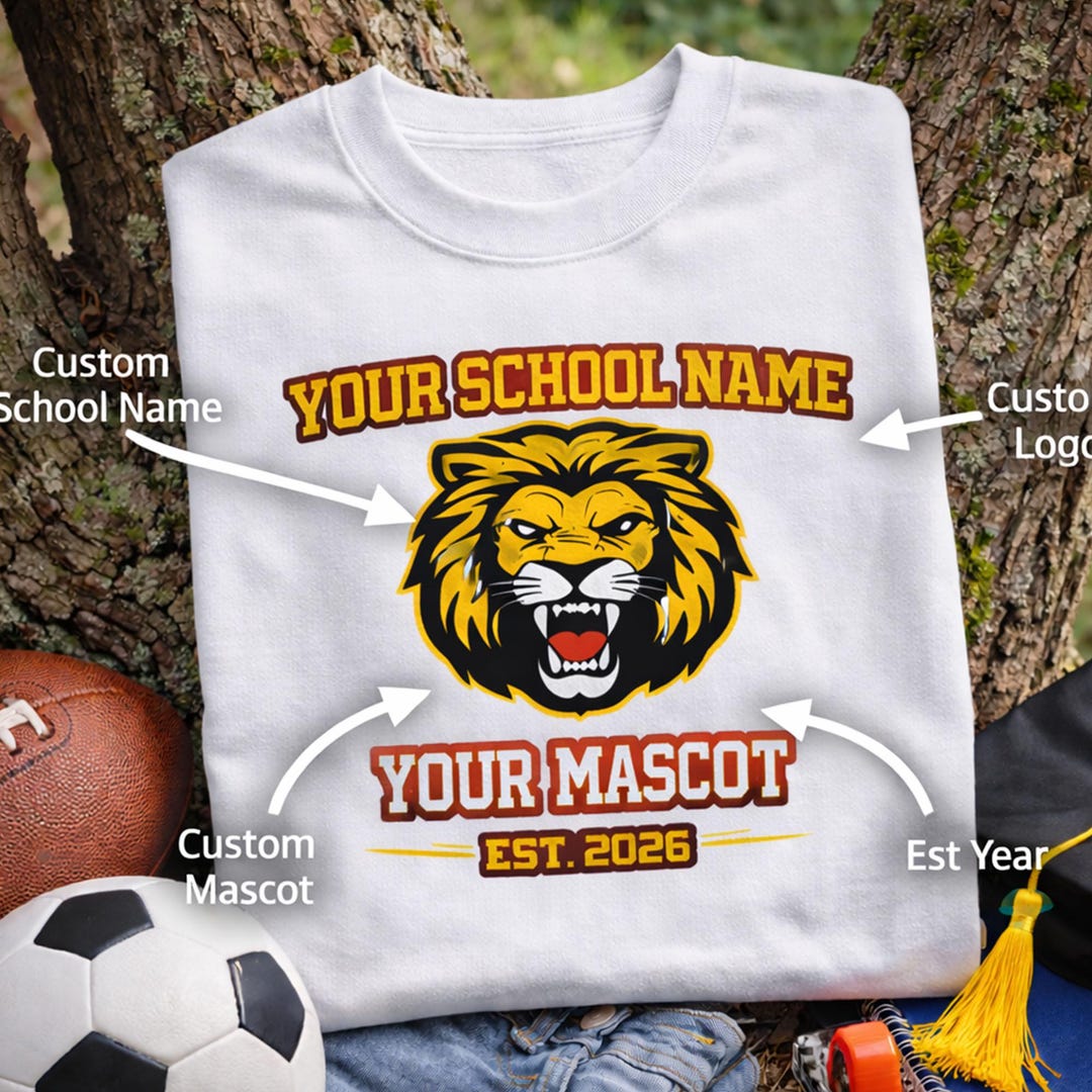 Personalized School Crewneck, Custom Mascot Sweatshirt, High School ...