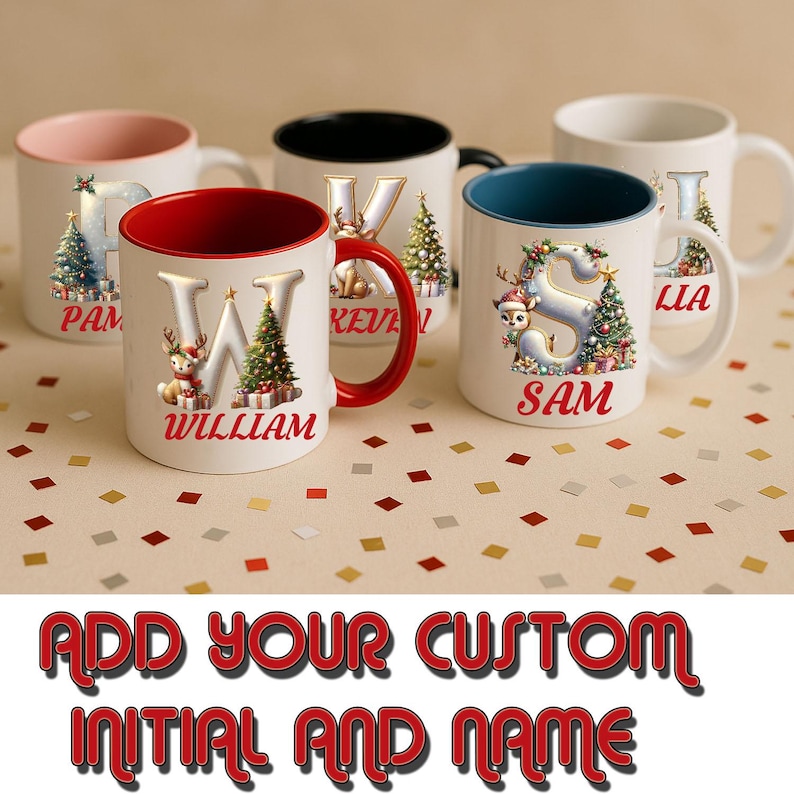 Personalized Initial Christmas Mug With Custom Name – Unisex Festive ...