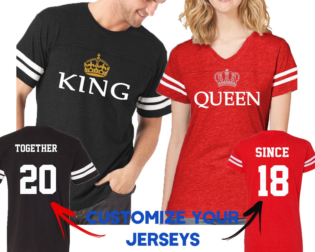 King and Queen Matching Football Jerseys: Customized Couple T-shirts - Etsy