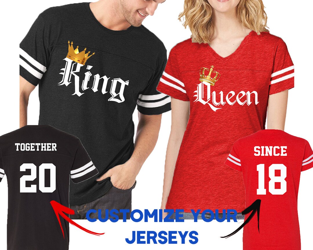Couple Matching Shirts COLOR King Queen FOOTBALL JERSEYS Together Since ...