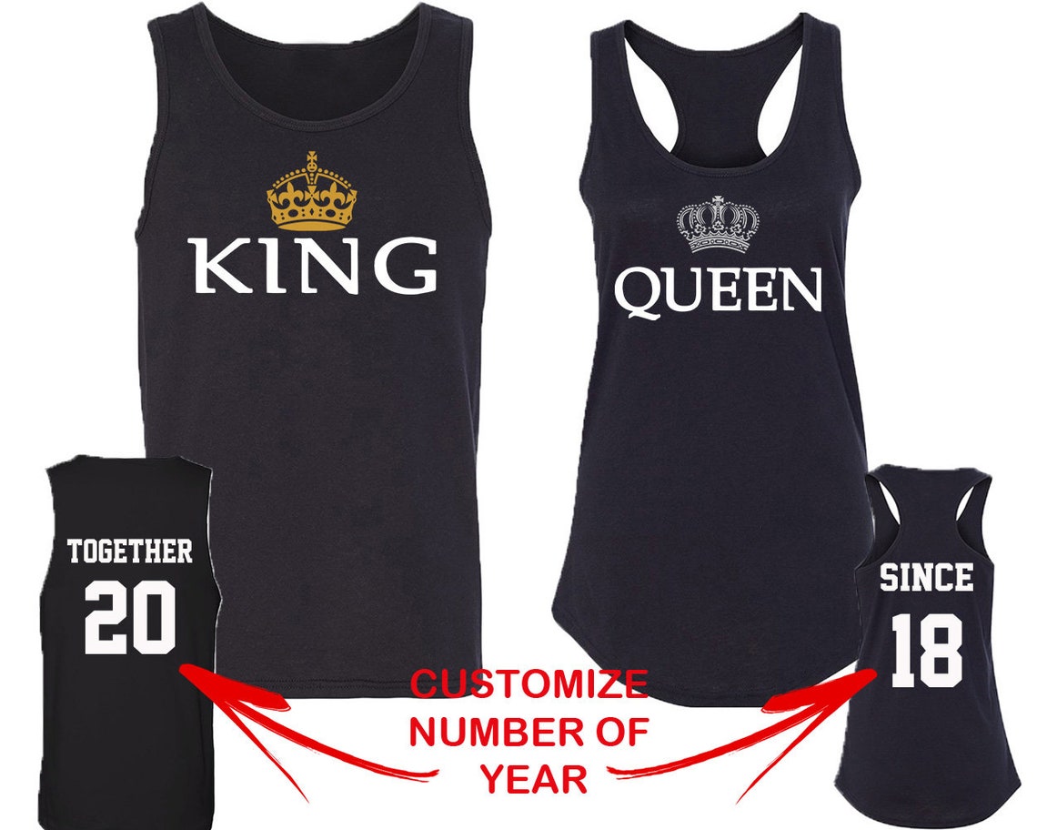 King Queen OLD Couple Matching TANK Tops Together Since Back Side Date ...