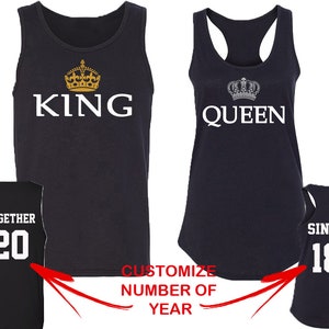 King Queen OLD Couple Matching TANK Tops Together Since Back Side Date ...