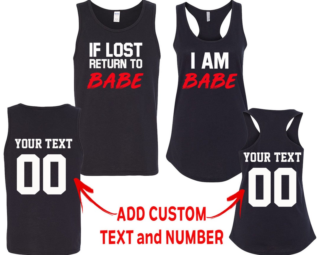 Matching Couple Tank Top Set: Custom Text & Number - Etsy