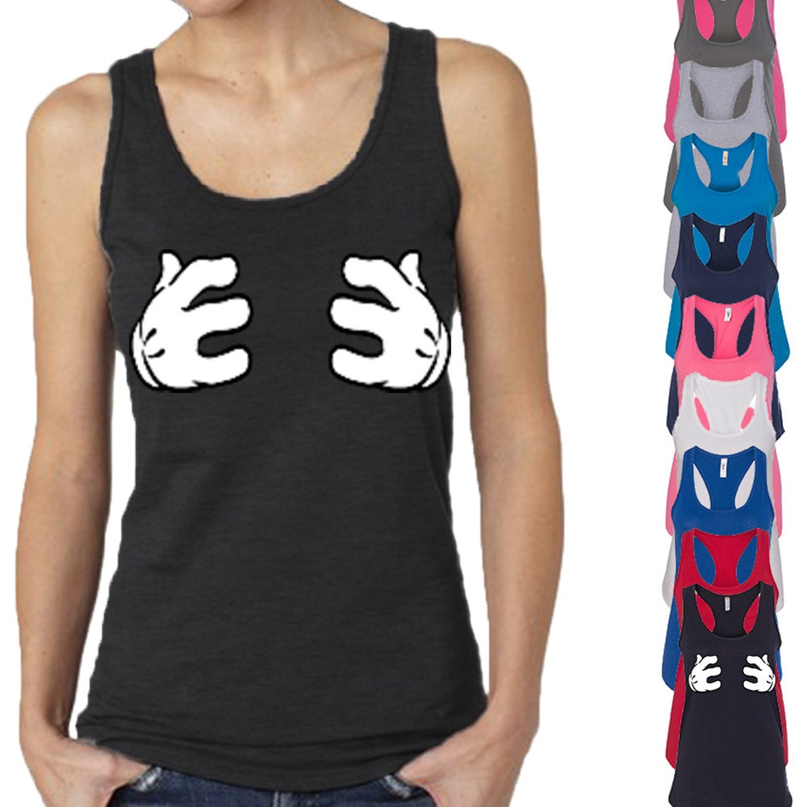 Cartoon Hands HUGGING BREAST Lady TANK Top Funny Grabby Hands - Etsy