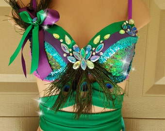 Peacock Rave Bra | Etsy