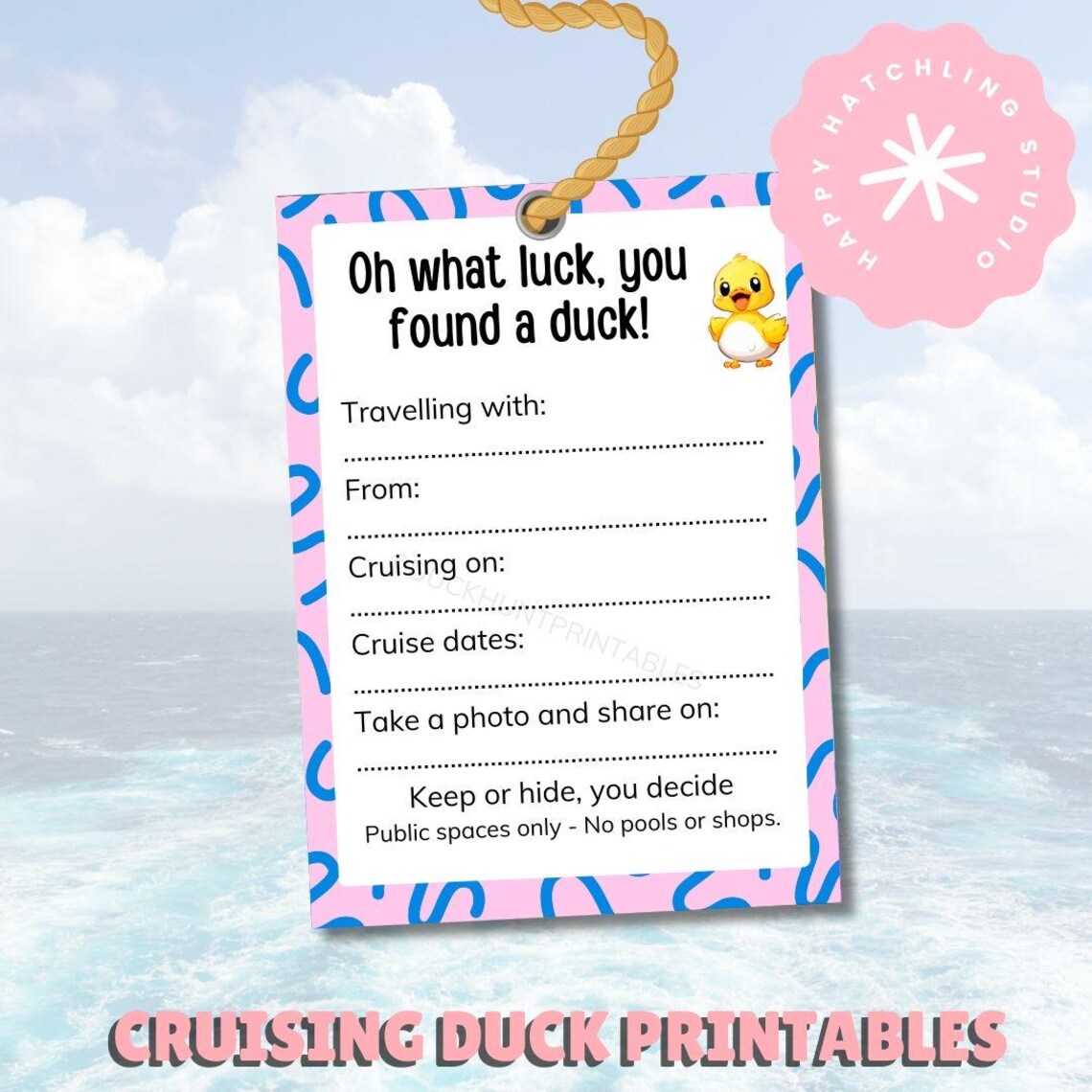 Printable Cruise Duck Tag: Rubber Duck Hiding Labels (PDF) - Etsy