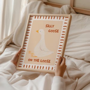 Silly Goose on the Loose Wall Art Printable Funny Nursery Decor Goose ...