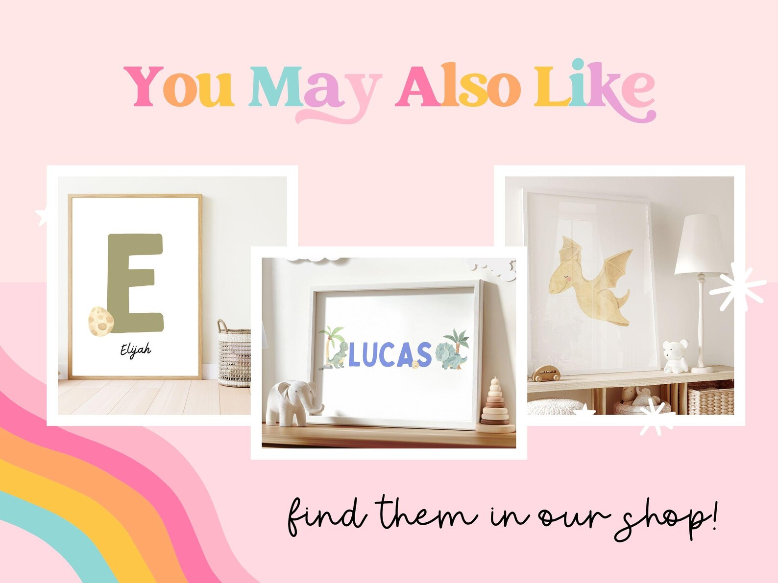 Watercolor Baby Dinosaur Print | Cute Nursery Wall Art (digital ...
