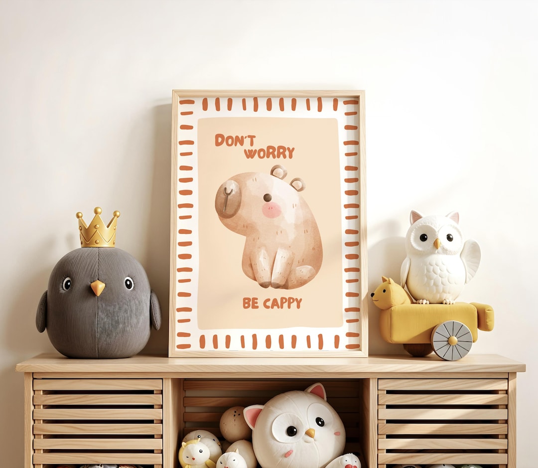 Don't Worry Be Cappy Capybara Wall Art Printable for Girls Nursery ...