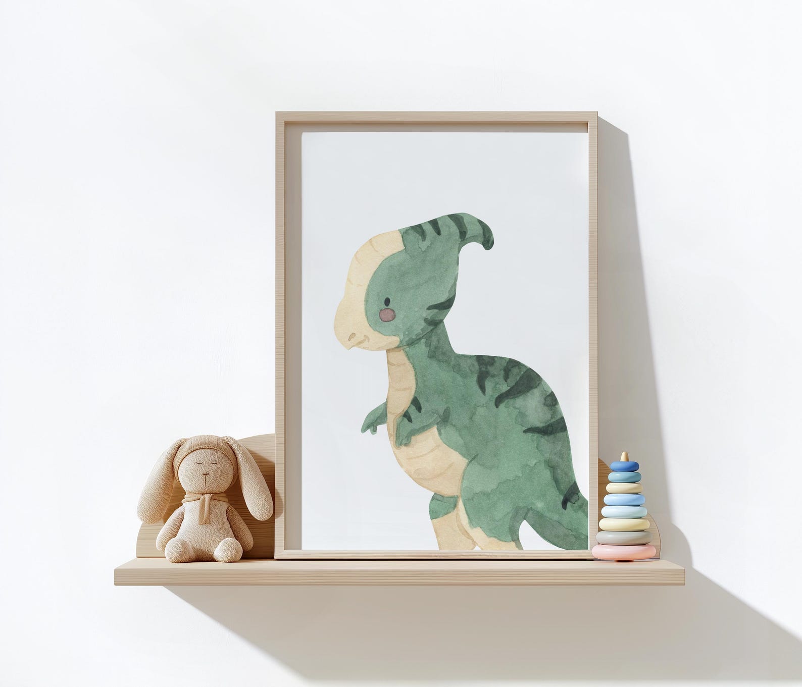 Watercolor Baby Dinosaur Print | Cute Nursery Wall Art (digital ...