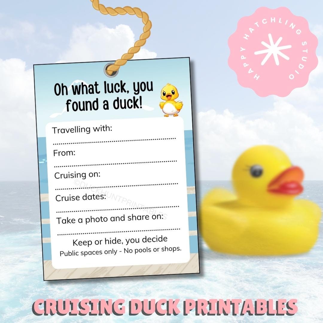 Printable Cruise Duck Tag: Rubber Duck Hiding Labels (PDF) - Etsy
