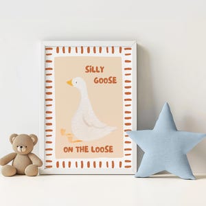 Silly Goose on the Loose Wall Art Printable Funny Nursery Decor Goose ...