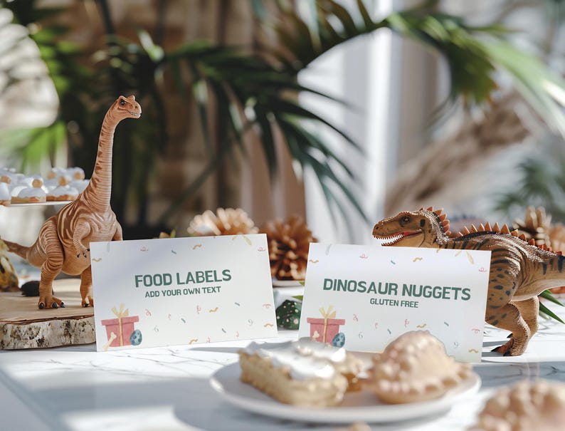 Dinosaur Food Labels: Editable Dino Birthday Party Decor (canva ...