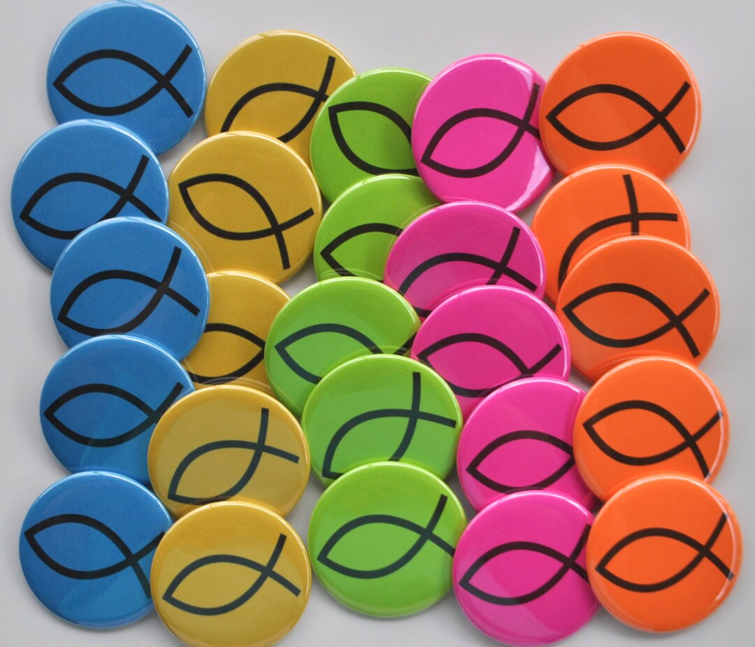 Christian Button Christian Ichthys Fish Christian Fish Pin Religious ...