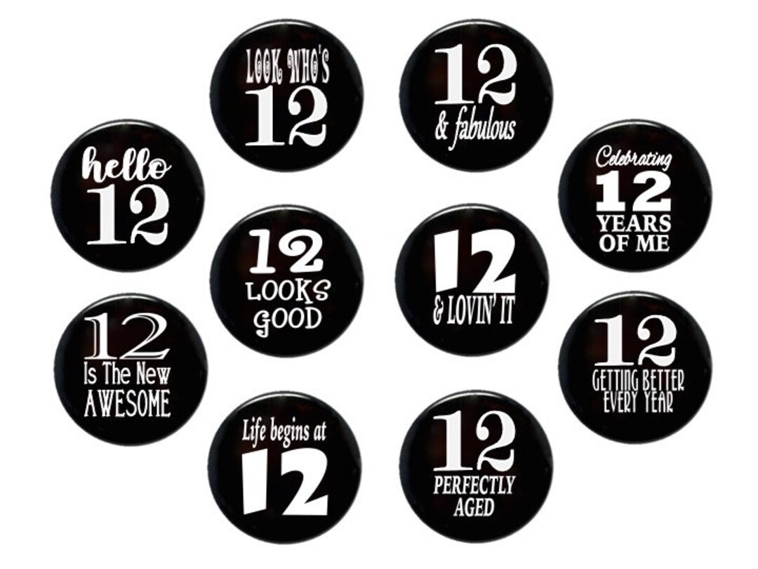 12th Birthday Party Pack 12 Years Old 12th Birthday Idea Birthday Pin ...