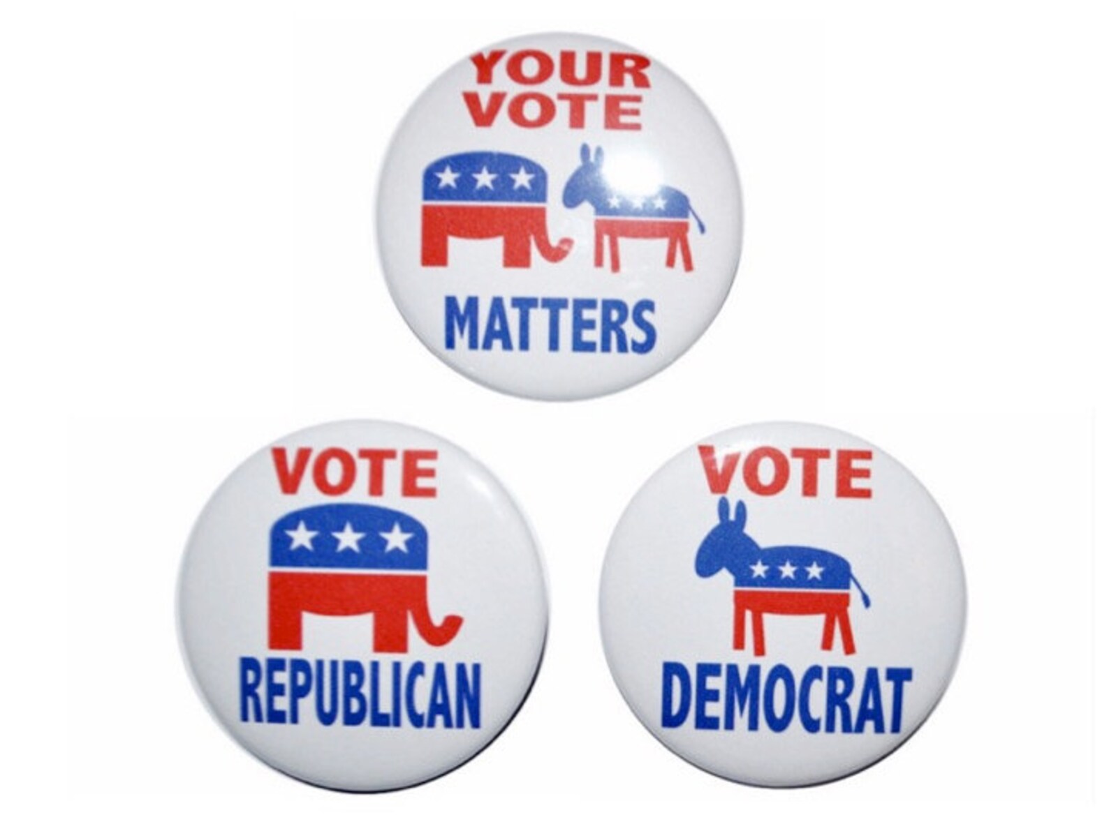 CAMPAIGN Button Vote Republican Vote Democrat Your Vote Matters ...