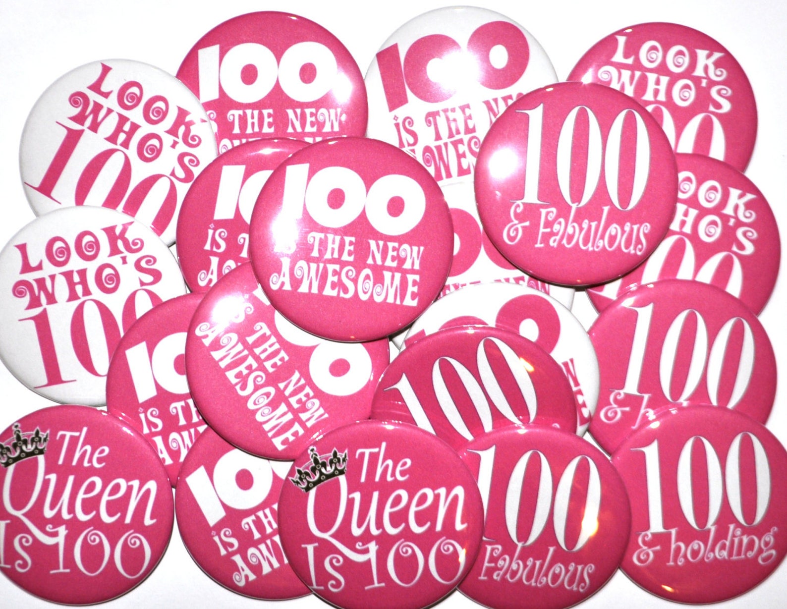 20 Buttons 100th Birthday 100 and Holding 100 Years Old One - Etsy