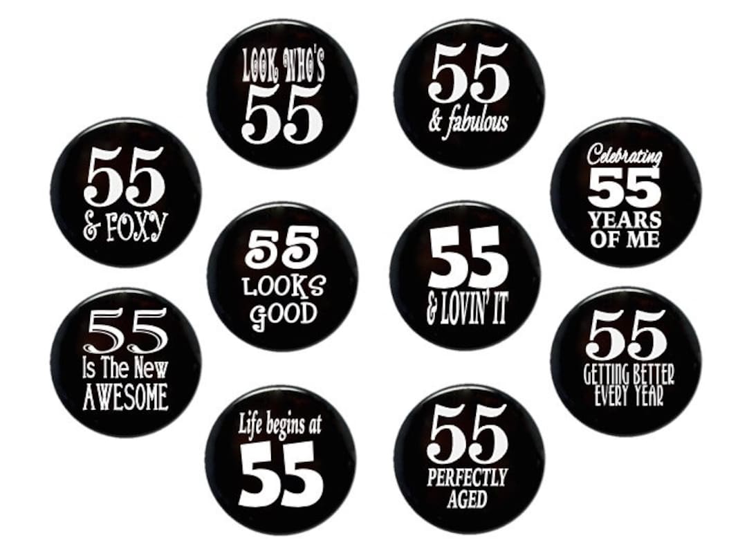 55th Birthday Party Pack 55 Years Old 55th Birthday Idea Birthday Pin ...