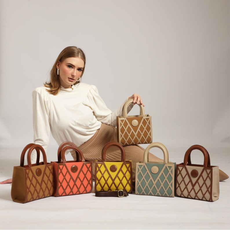 Premium Canvas Leather Bag Mini Bag Elegant Purse Stylish Crossbody Bag ...