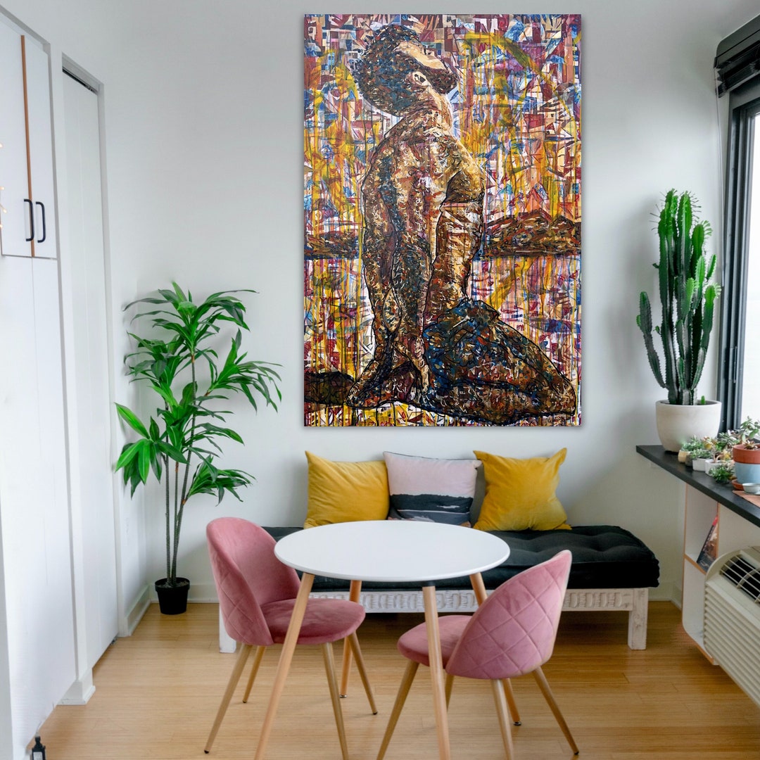 Sunbath Digital Illustration Printed on Canvas Intervened - Etsy