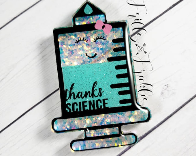 Syringe thanks Science // Badge Reel - Etsy