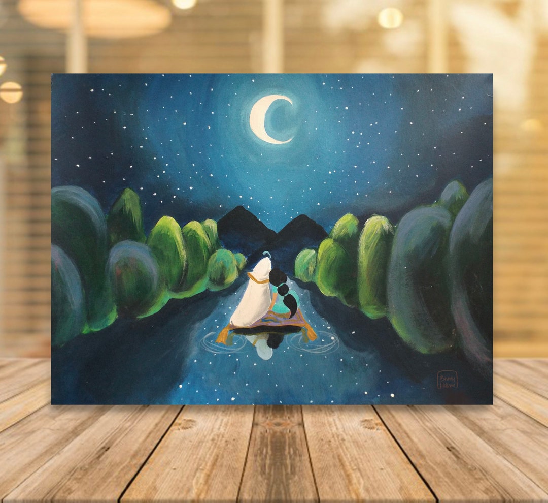Aladdin and Jasmine / Disney Art / Magic Carpet Ride / Print / Painting ...
