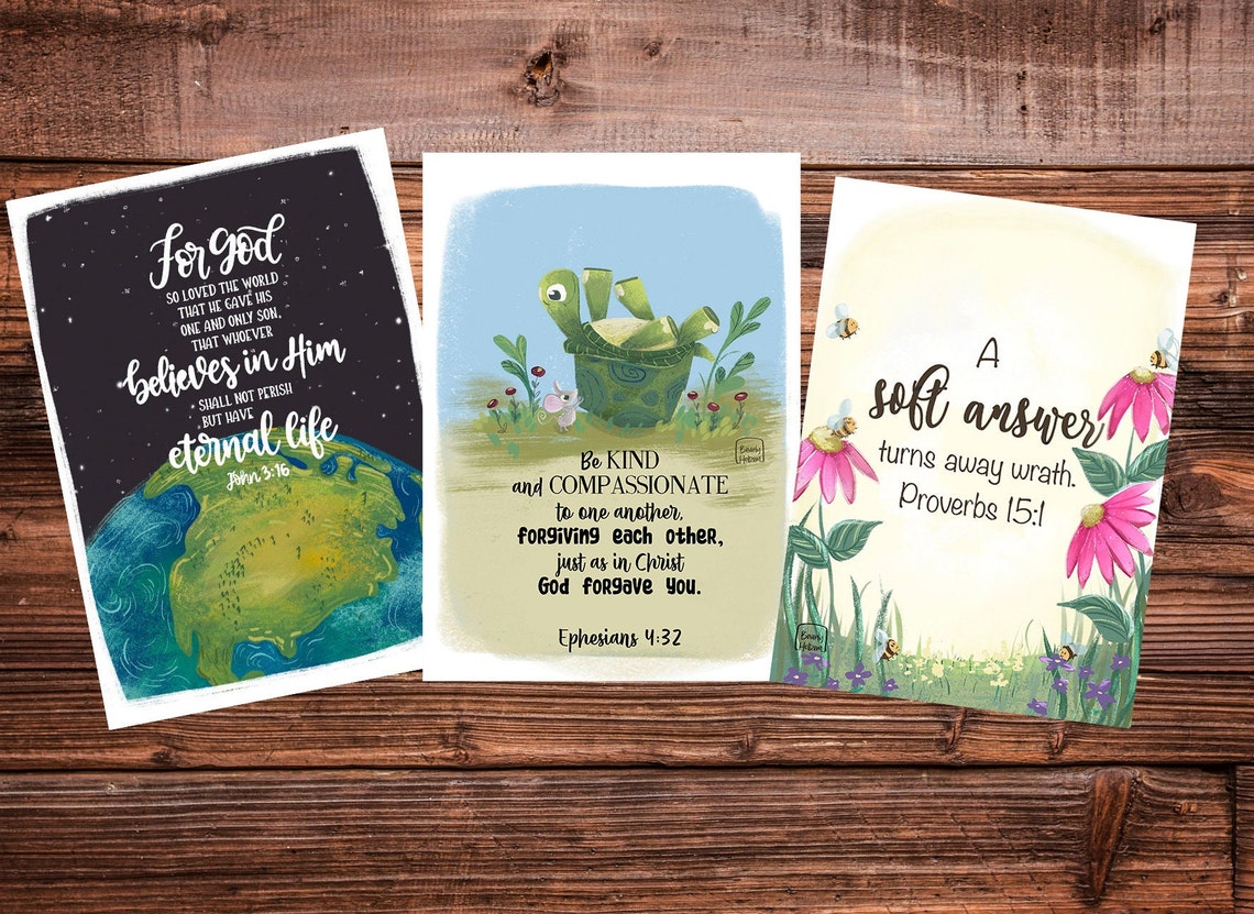 Children's Bible Verse Cards Kids Encouraging Scripture - Etsy