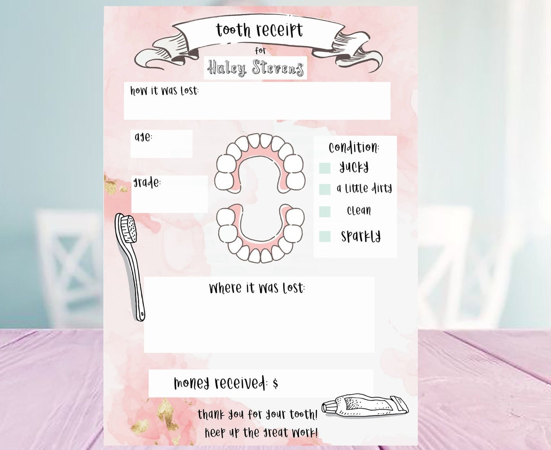 Tooth Receipt Kids Losing Teeth Tooth Fairy Report - Etsy