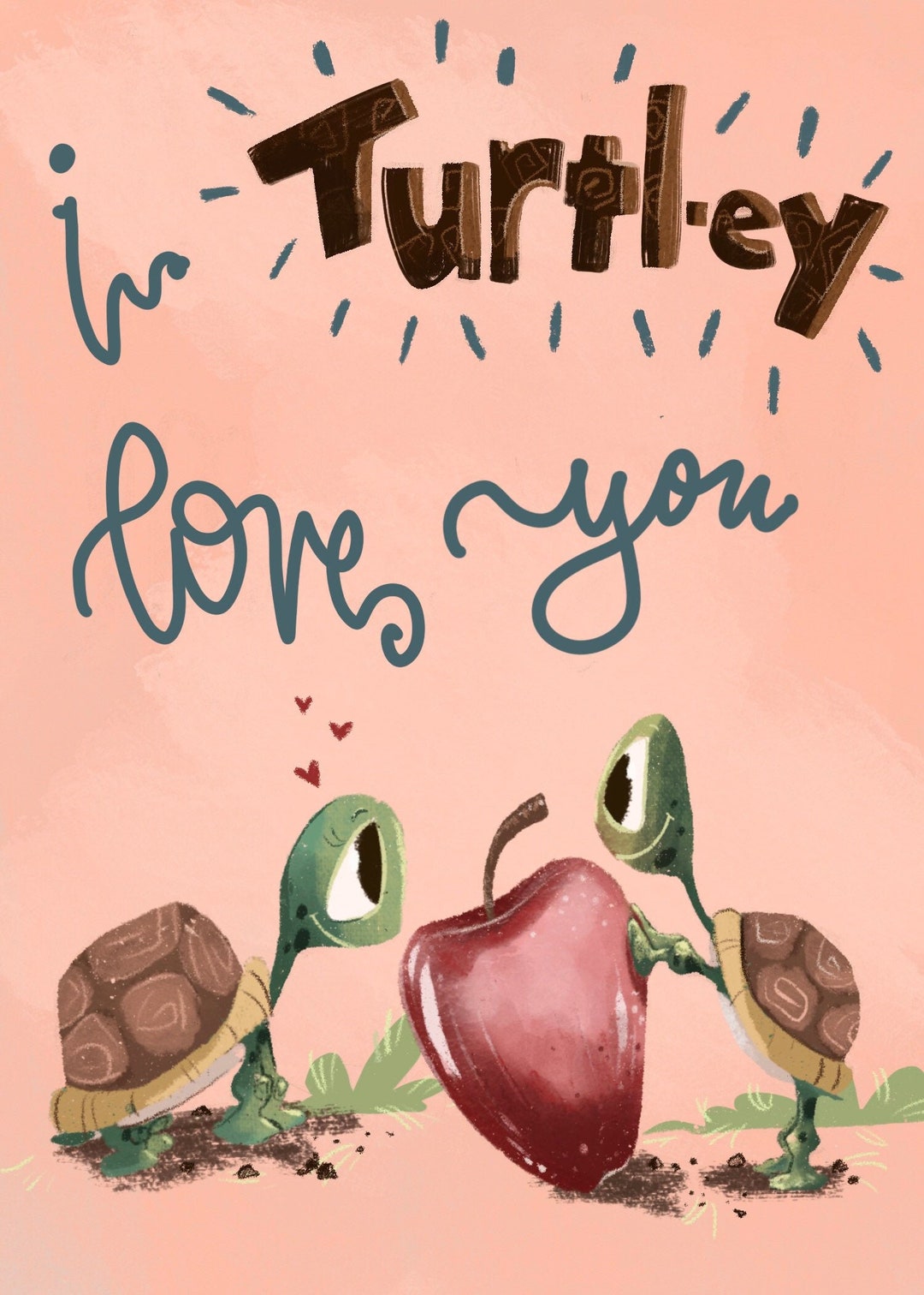 Turtle-y Love You Mini Print / Anniversary Print / I Love You Note ...