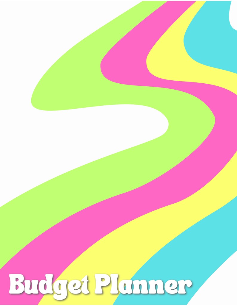 Budget Planner Printable or Digital Bright Retro UNDATED - Etsy