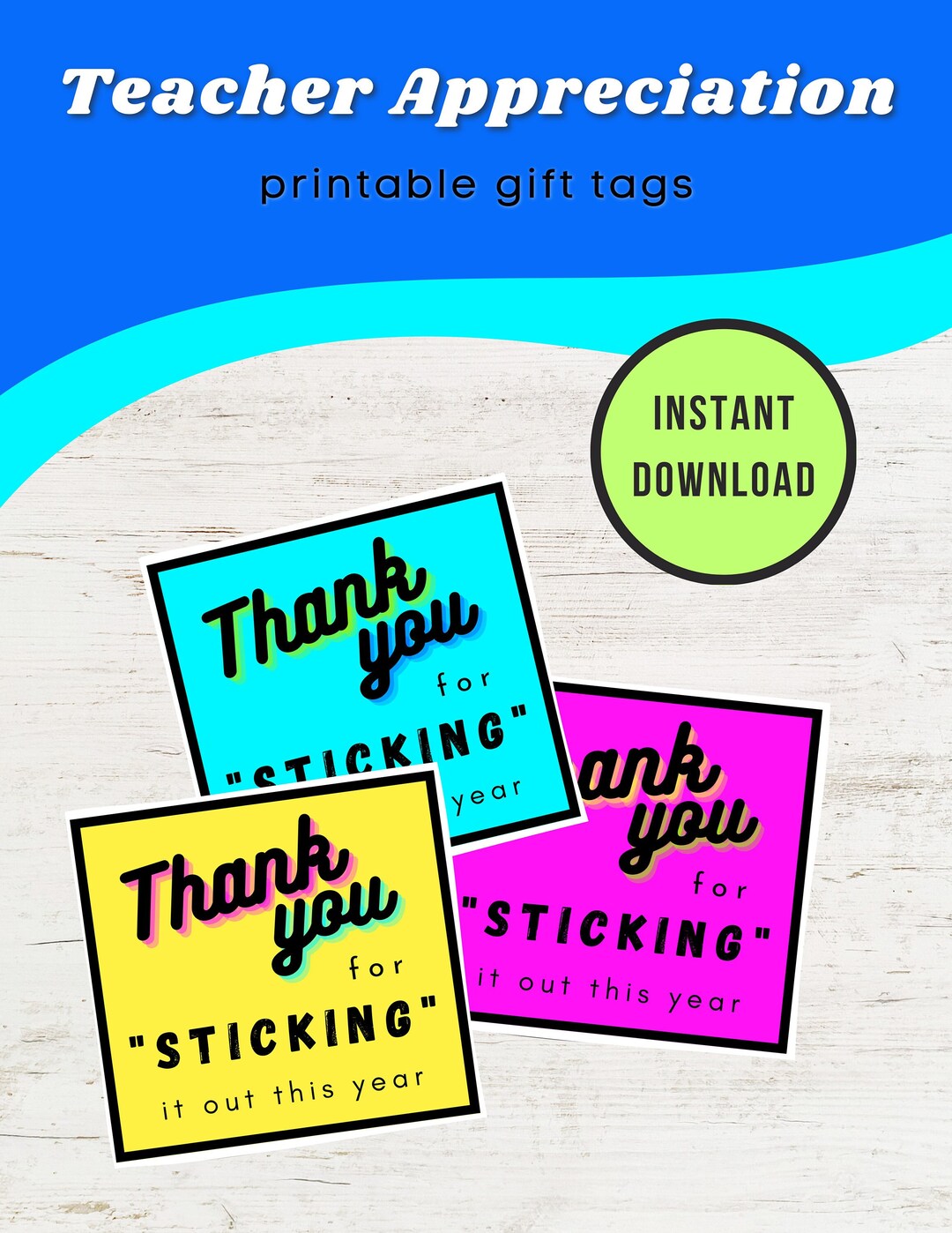 Teacher Appreciation Tags -- Sticky Notes - Etsy