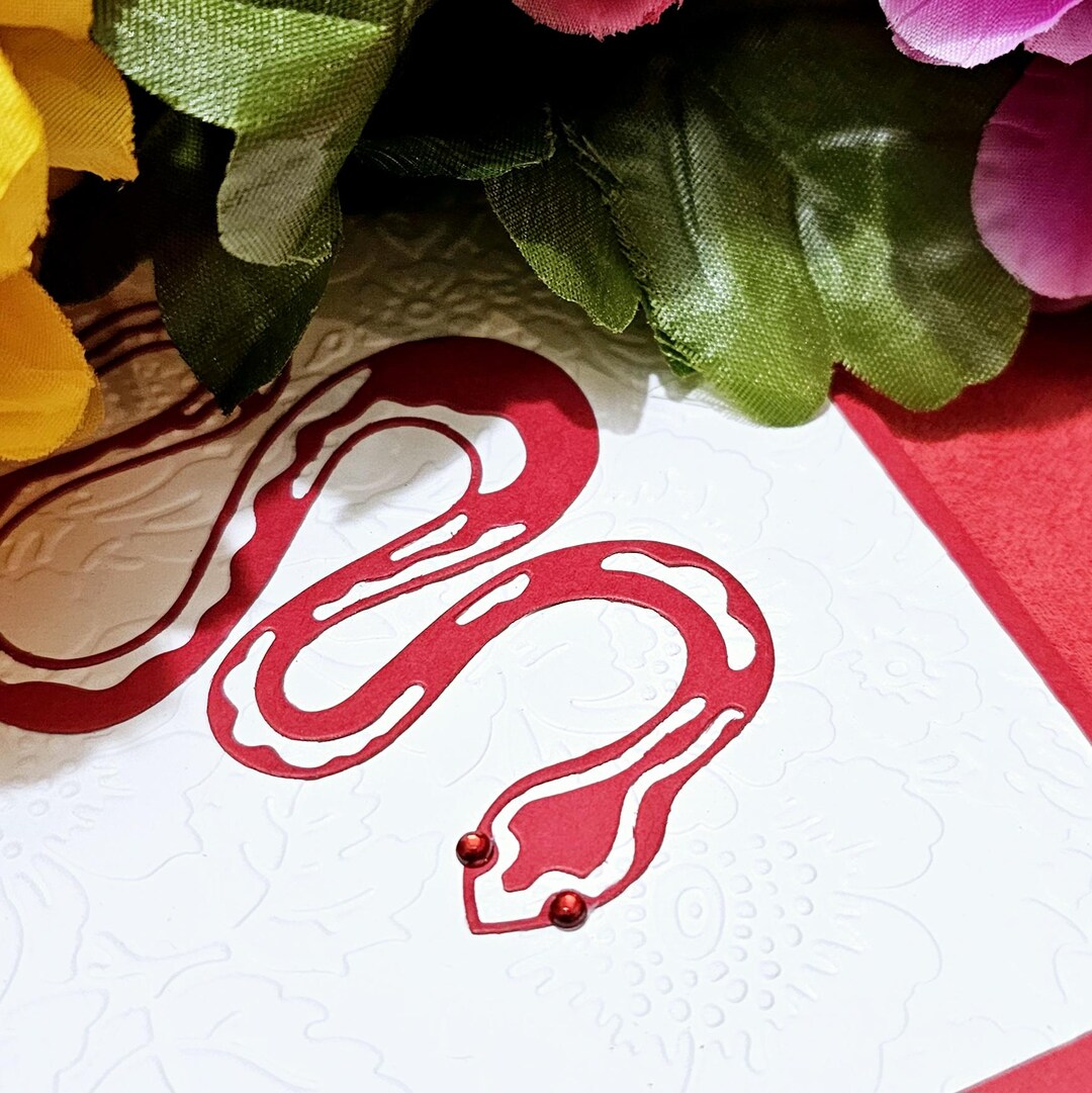 2025 Handmade Chinese New Year snake Cardred Rhinestone Eyes2025 Lunar ...